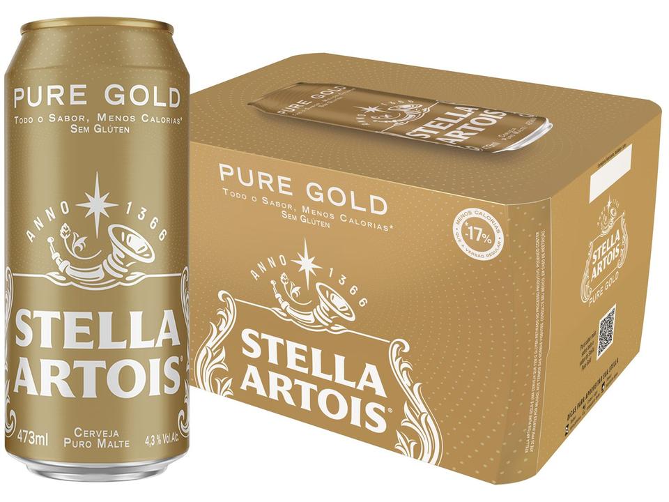 Cerveja Stella Artois Pure Gold Puro Malte 12 Unidades Lata 473ml ...