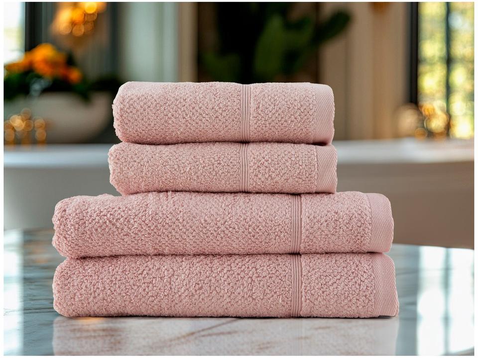 Jogo de Toalhas de Banho Dohler 100% Algodão Kairo Rosa 4 Peças ...