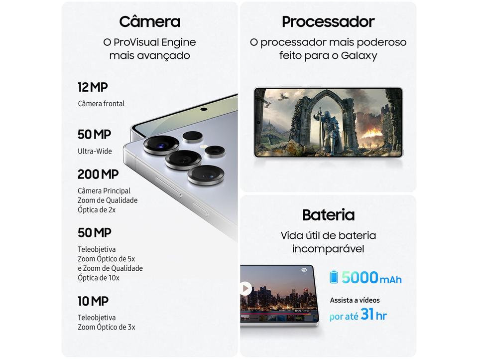 Samsung Galaxy S25 Ultra 5G 512GB Galaxy AI Titânio Cinza 6,9" 12GB RAM ...