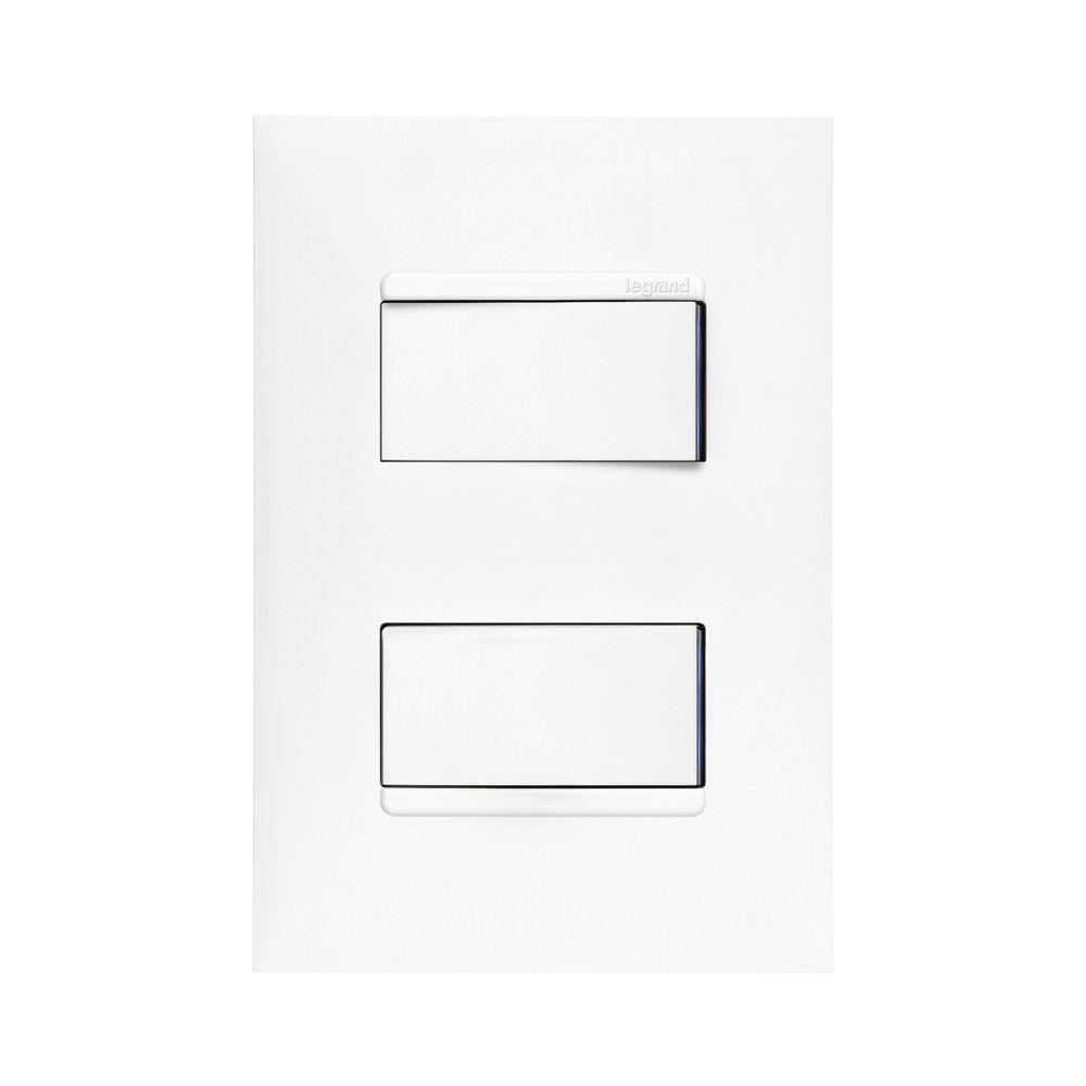 2 Interruptores simples 4x2 Branco Pial Plus + - Legrand ...