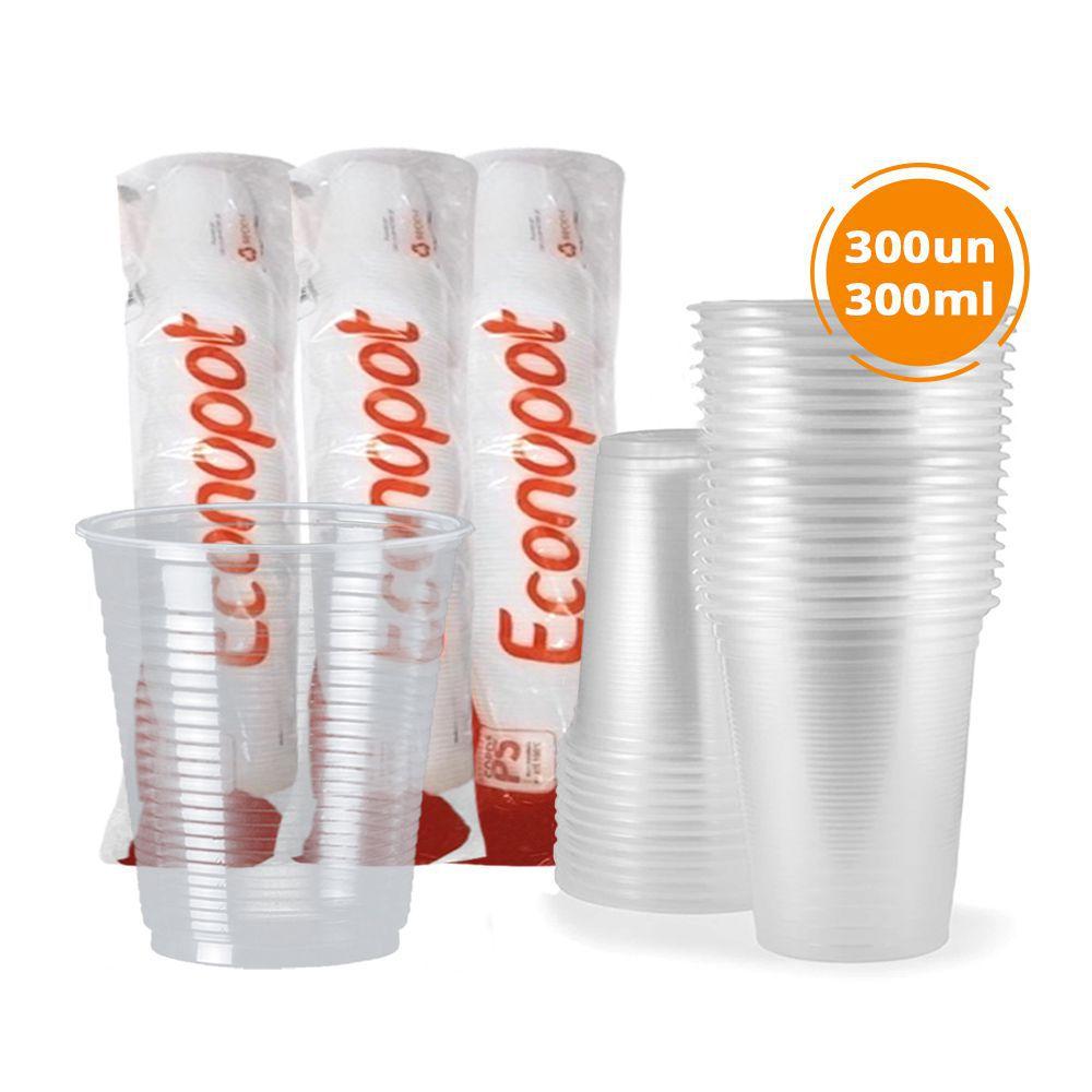 300 Copos Descartável Plástico Transparente Empresas 300ml - Econopot - No Magalu - Magazine Luiza