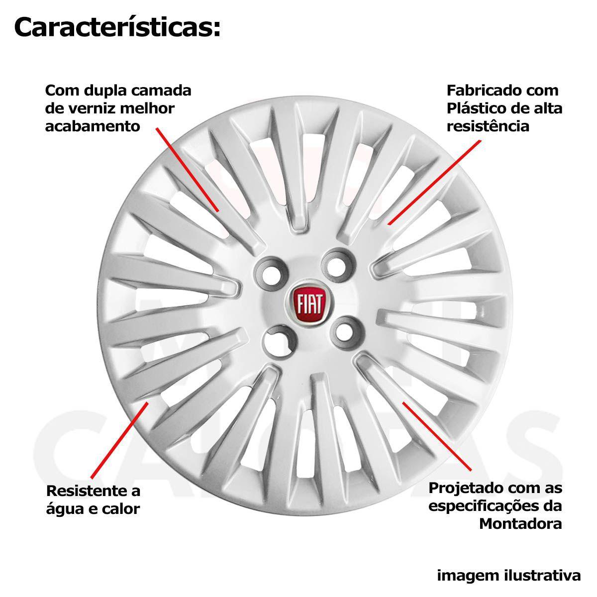 4x Calota Fiat Punto Palio Siena Aro 15 com Emblema 217cp - Grid ...