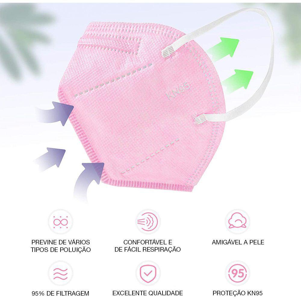500 Máscaras KN95 Descartáveis Rosa WWDoll com Filtro Clipe para Nariz ...