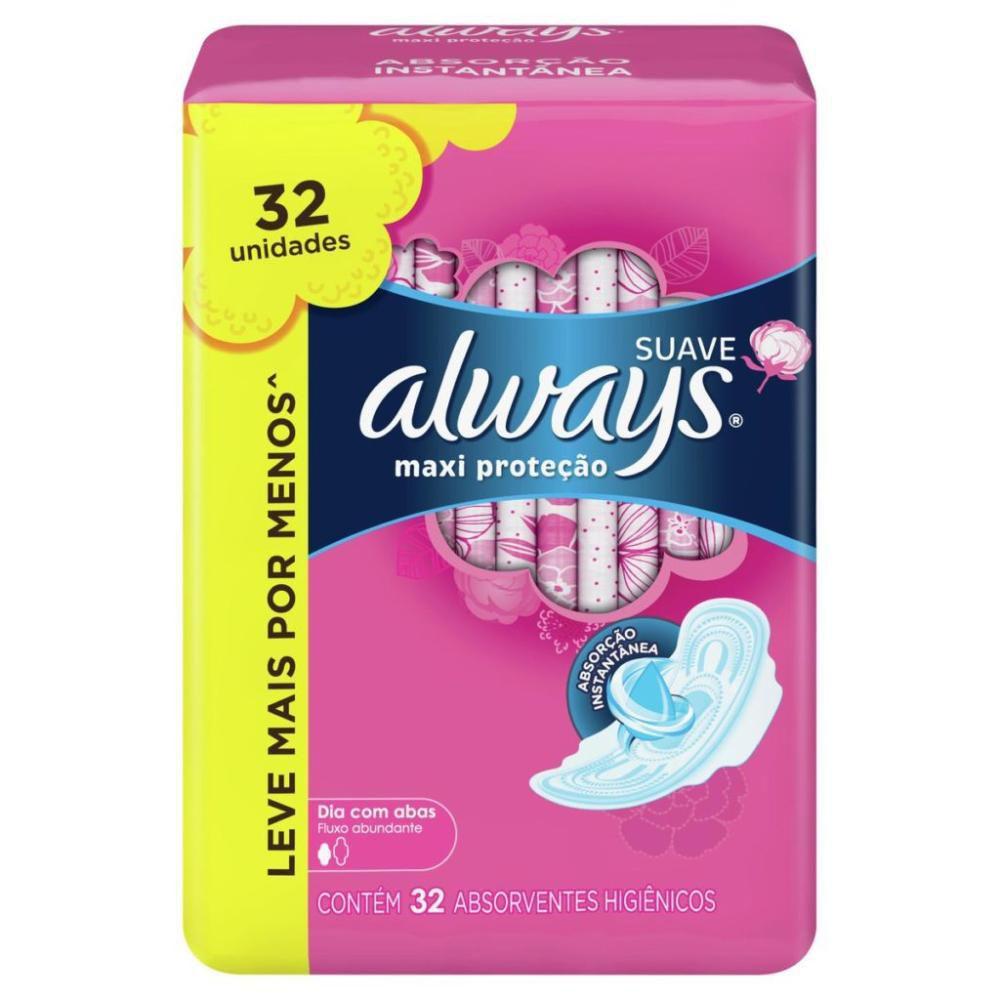 Absorvente Always Proteção Total Suave Com Abas - 32 unidades ...