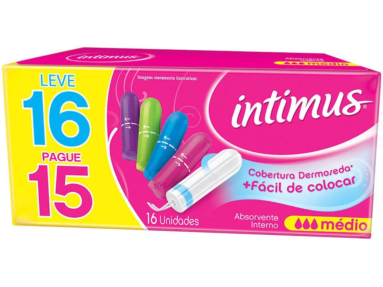 Absorvente Interno Médio - Intimus 16 Unidades - Absorvente Interno ...