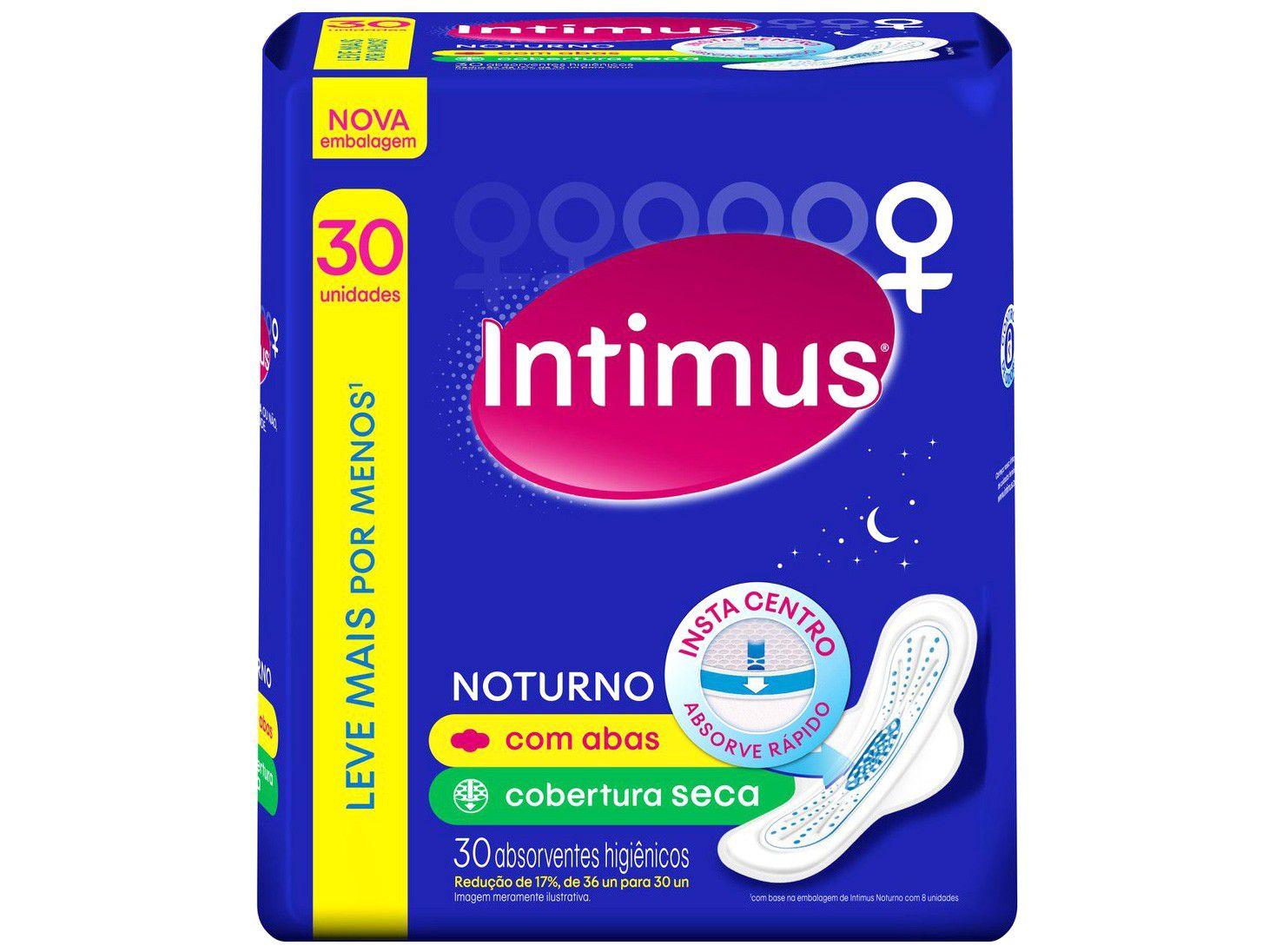 Absorvente Noturno Intimus com Abas Grande - 30 Unidades - Absorvente ...