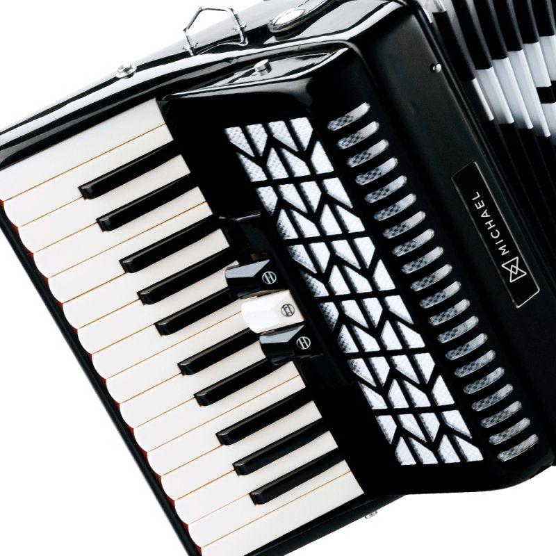Acordeon Michael ACM4803 SPB Preto Sólido 48 Baixos 3 Registros ...