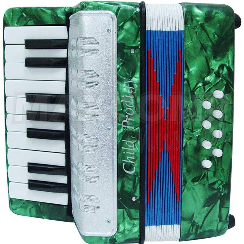 Acordeon Sanfona Infantil 8 Baixos Brinquedo Crianças Verde - Child ...