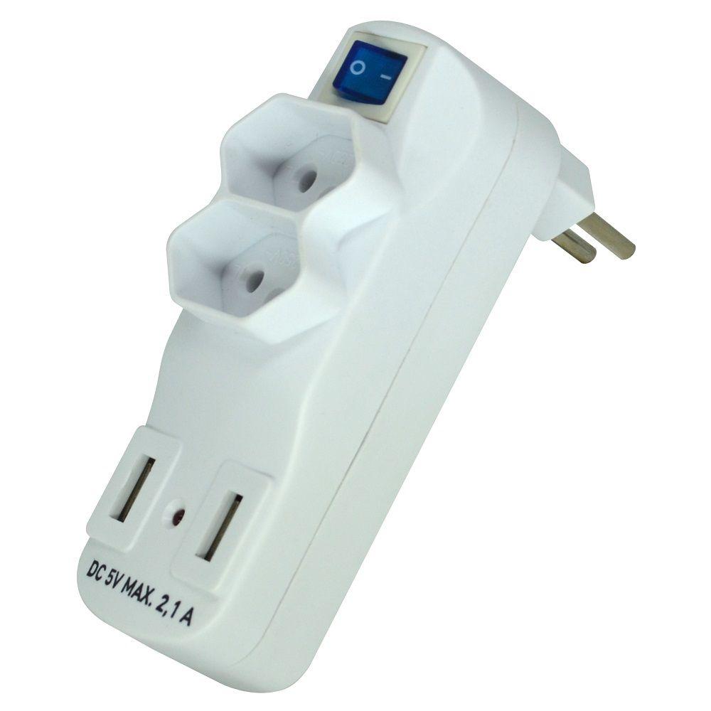 Adaptador Múltiplo 2 Tomadas + 2 Usb Exatron - Adaptador USB - Magazine ...