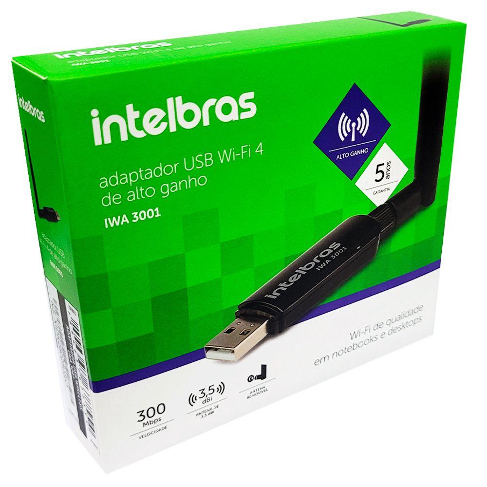 Adaptador Wi-Fi Sem Fio Intelbras Usb Wireless 300Mbps IWA 3001 2,4GHz ...
