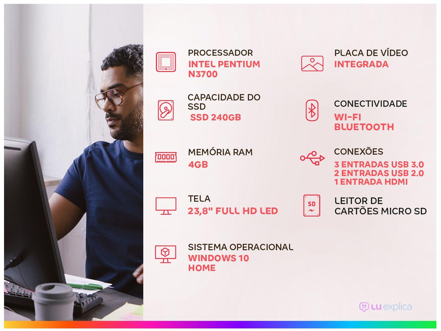 All in One Compaq Presario CQA1 Intel Pentium 4GB - 240GB SSD LED 23,8 ...