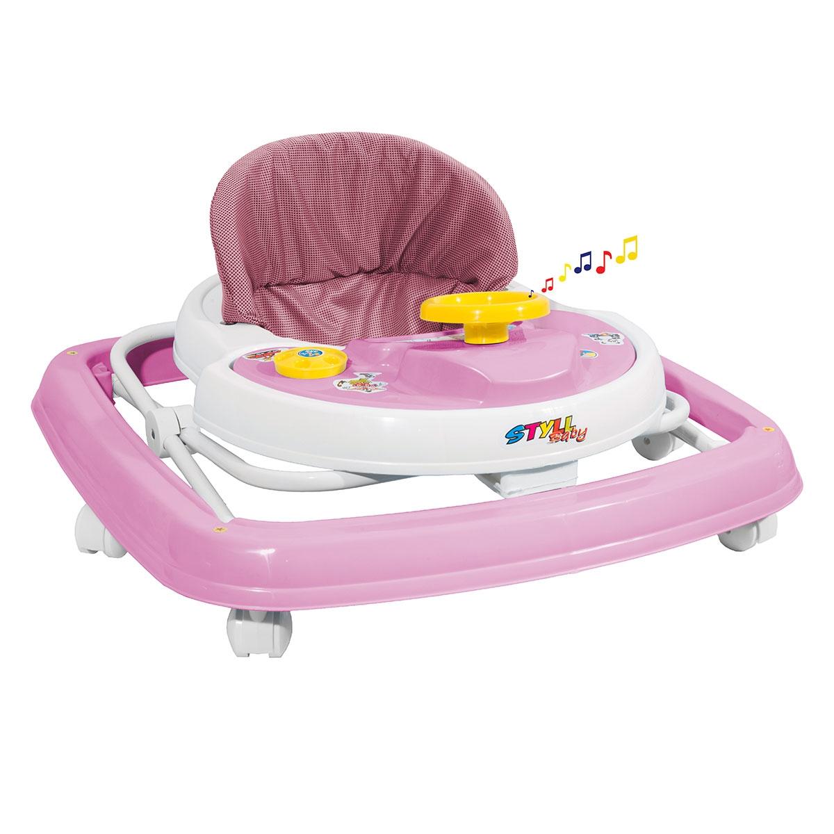 Andador Infantil Musical Styll Baby Rosa Bebê - Andador Infantil ...