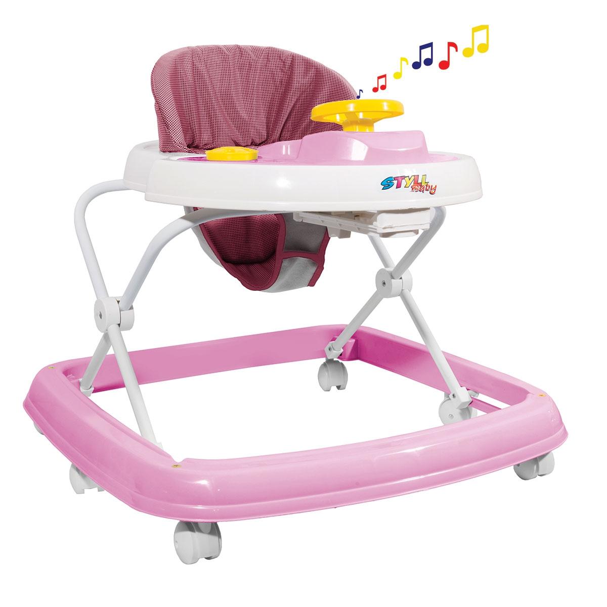 Andador Infantil Musical Styll Baby Rosa Bebê - Andador Infantil ...