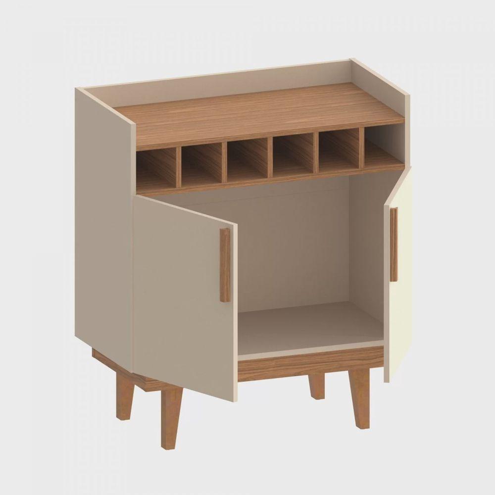 Aparador Barzinho Easy Adega Off White/Noce Casa D - CasaD - Aparador ...
