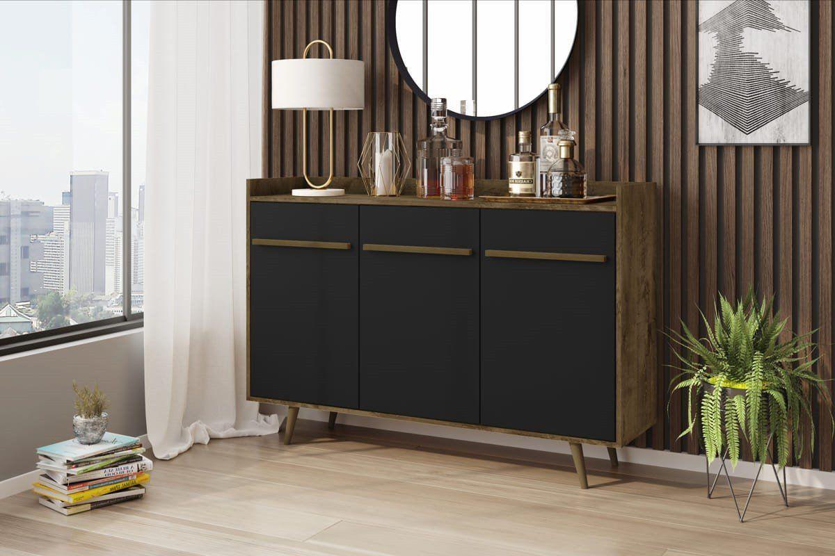 Aparador Buffet Quartzo 03 Portas - Móveis Bechara - Balcão Multiuso Com Prateleira Ajustável ...