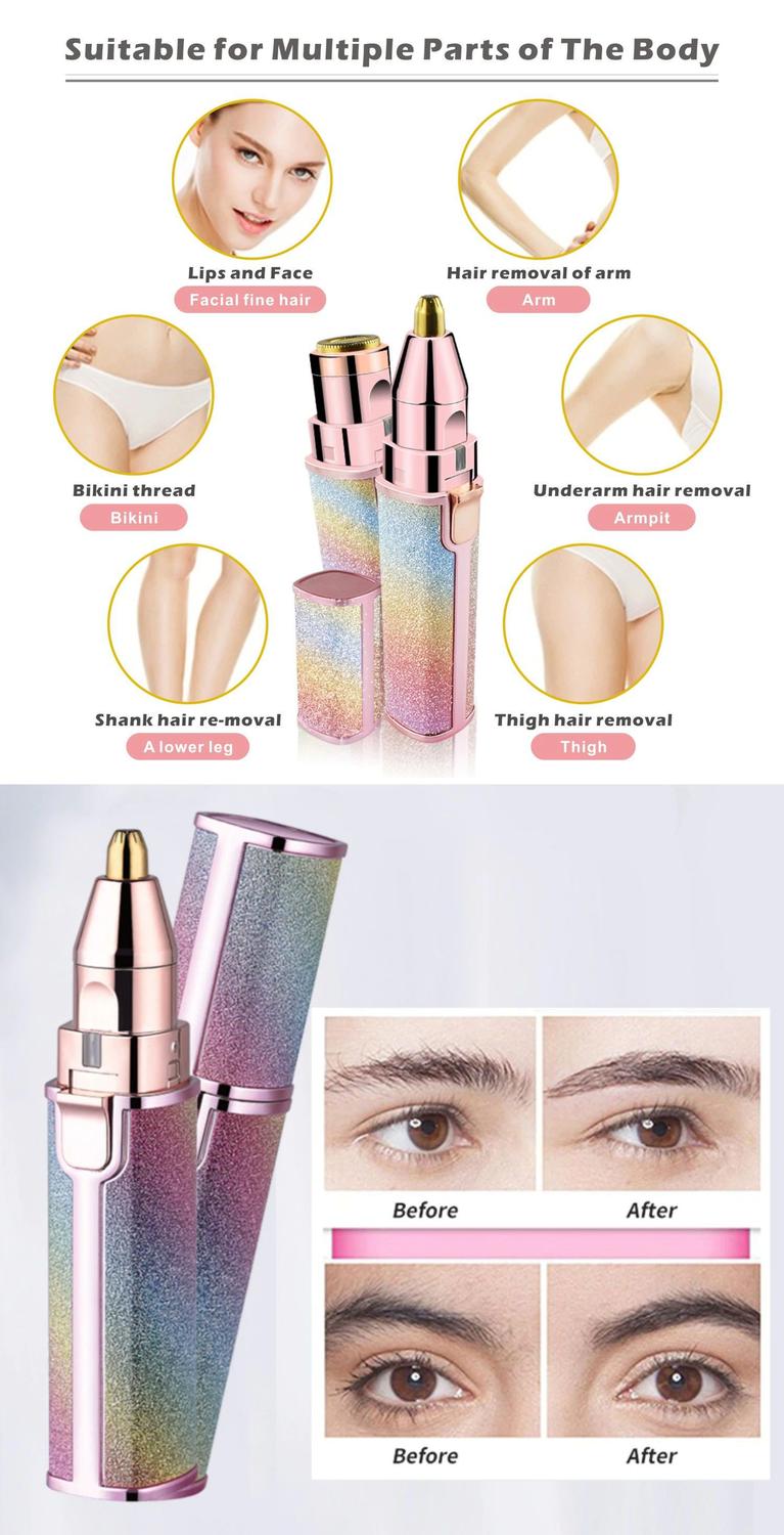 Aparador de sobrancelha elétrico 2 em 1, mini depilador de sobrancelha sem dor, lâmina de ...