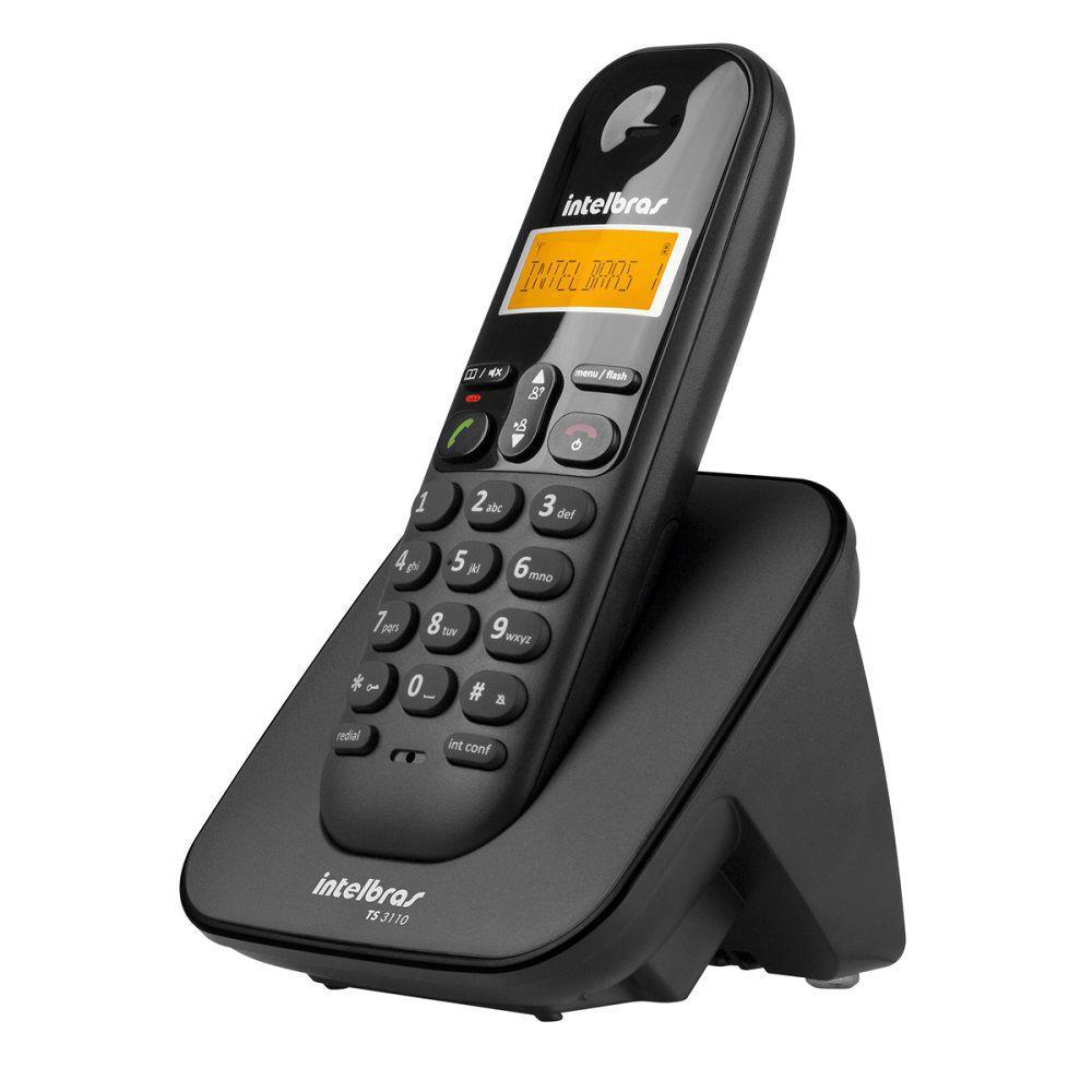 Aparelho Telefone Fixo Sem Fio Digital com Bina TS 3110 Intelbras com ...