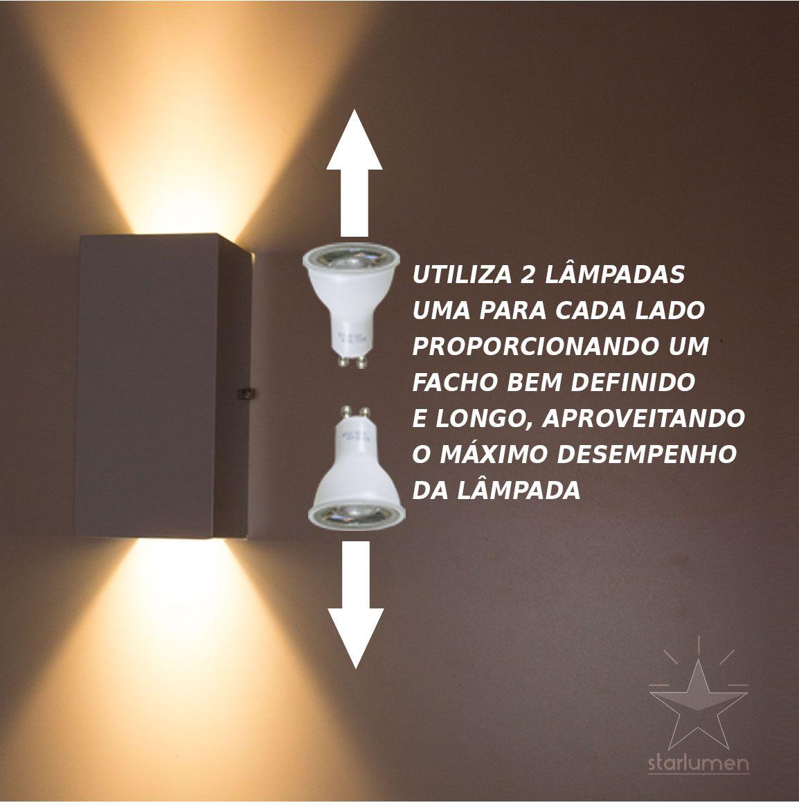 Arandela Duplo Facho Longo para 2 Dicróica Gu10 Marrom ST187 ...