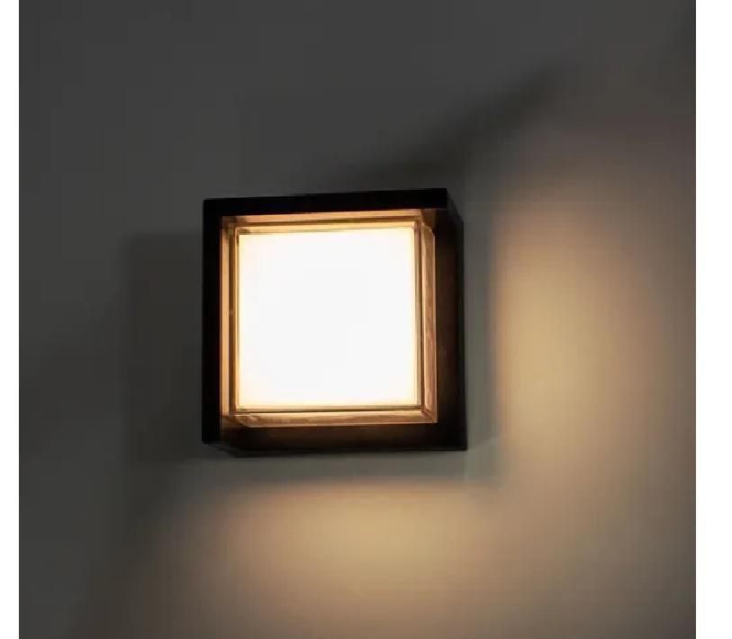 Arandela Iglu Preta Quadrada 13X13Cm 8W 3000K Ip65 Preta - Opus Led - Luminária de Parede ...