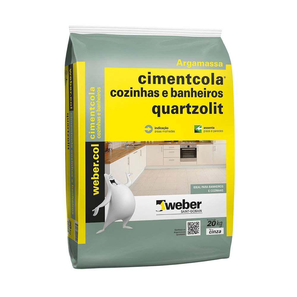 Argamassa Quartzolit Cozinha e Banheiro 20kg Cinza - Weber Quartzolit ...