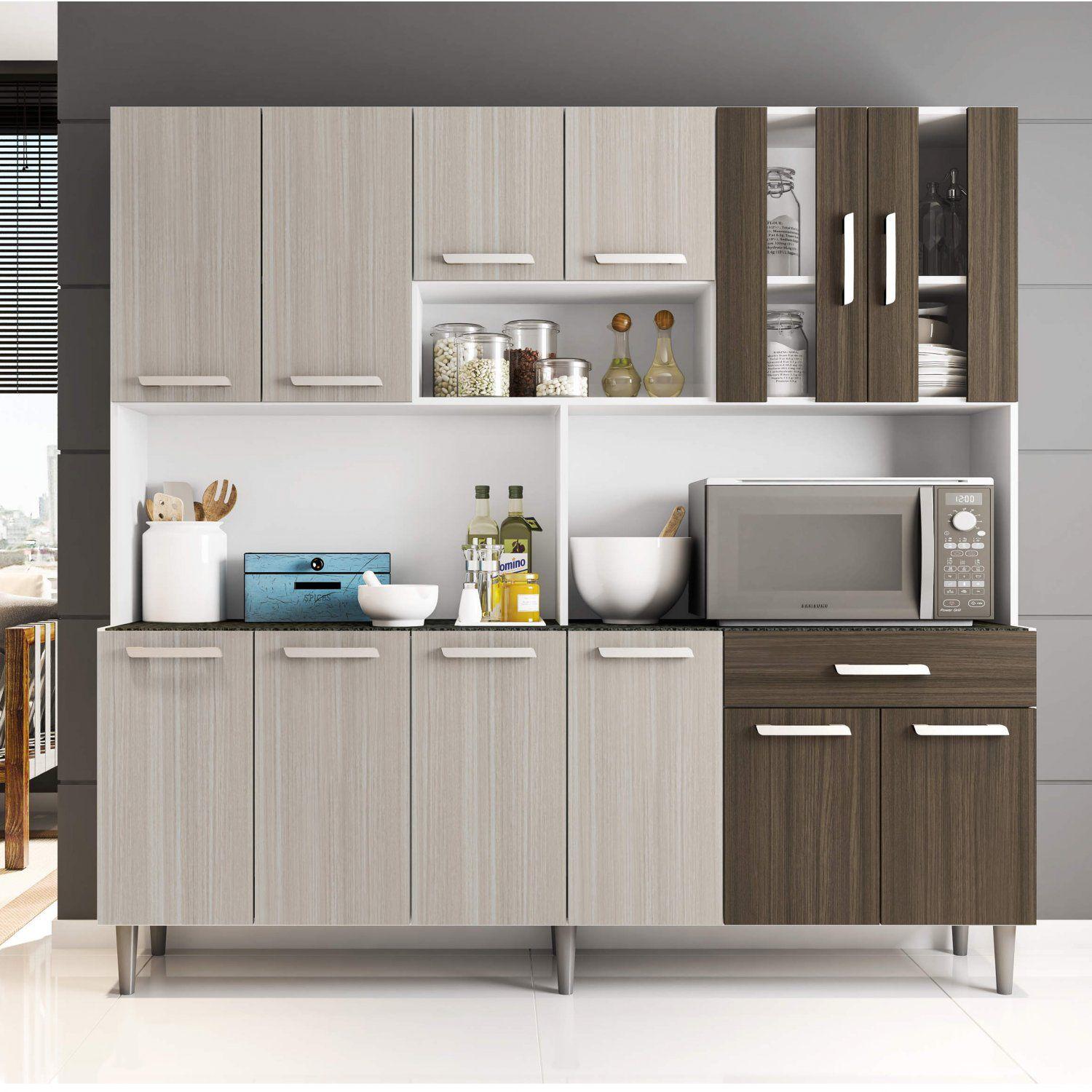 Armário de Cozinha 12 Portas 1 Gaveta Clara Poliman Móveis Branco ...