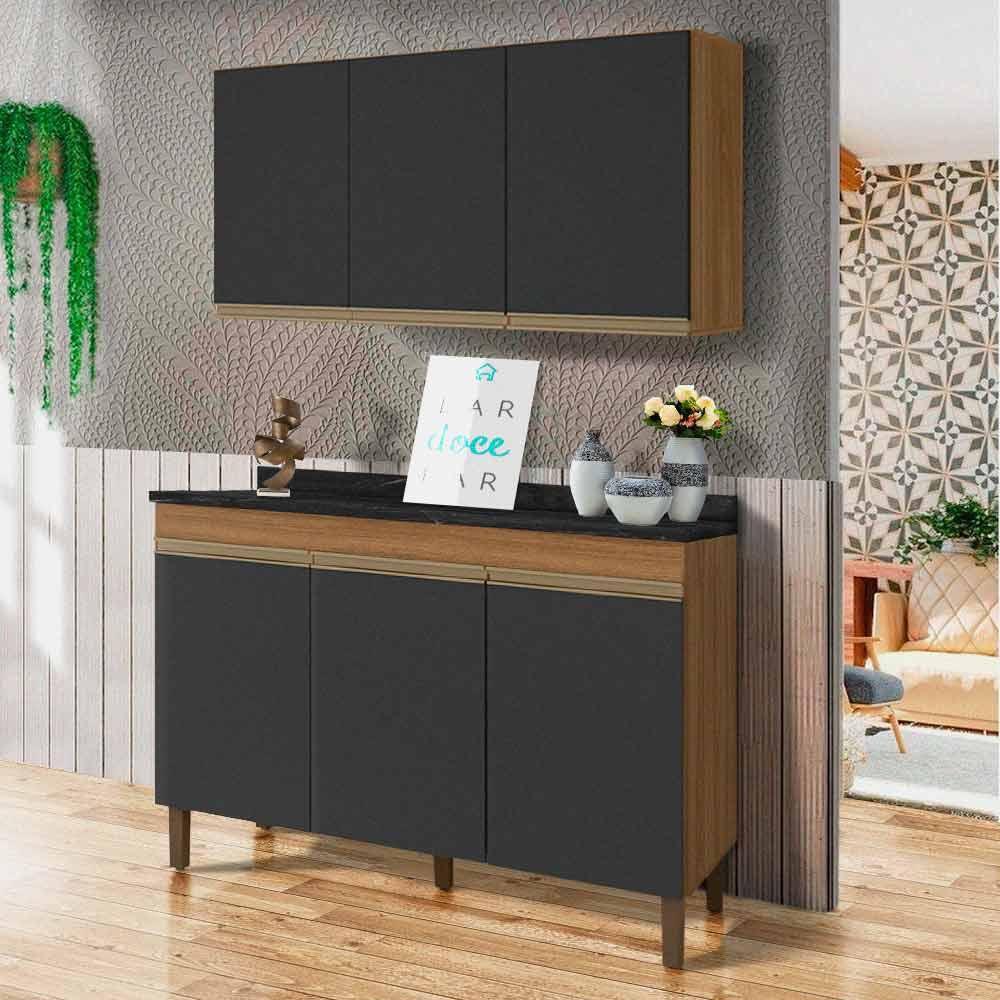 Armário De Cozinha Simples 2 Peças Preto Nature Jade Peternella ...