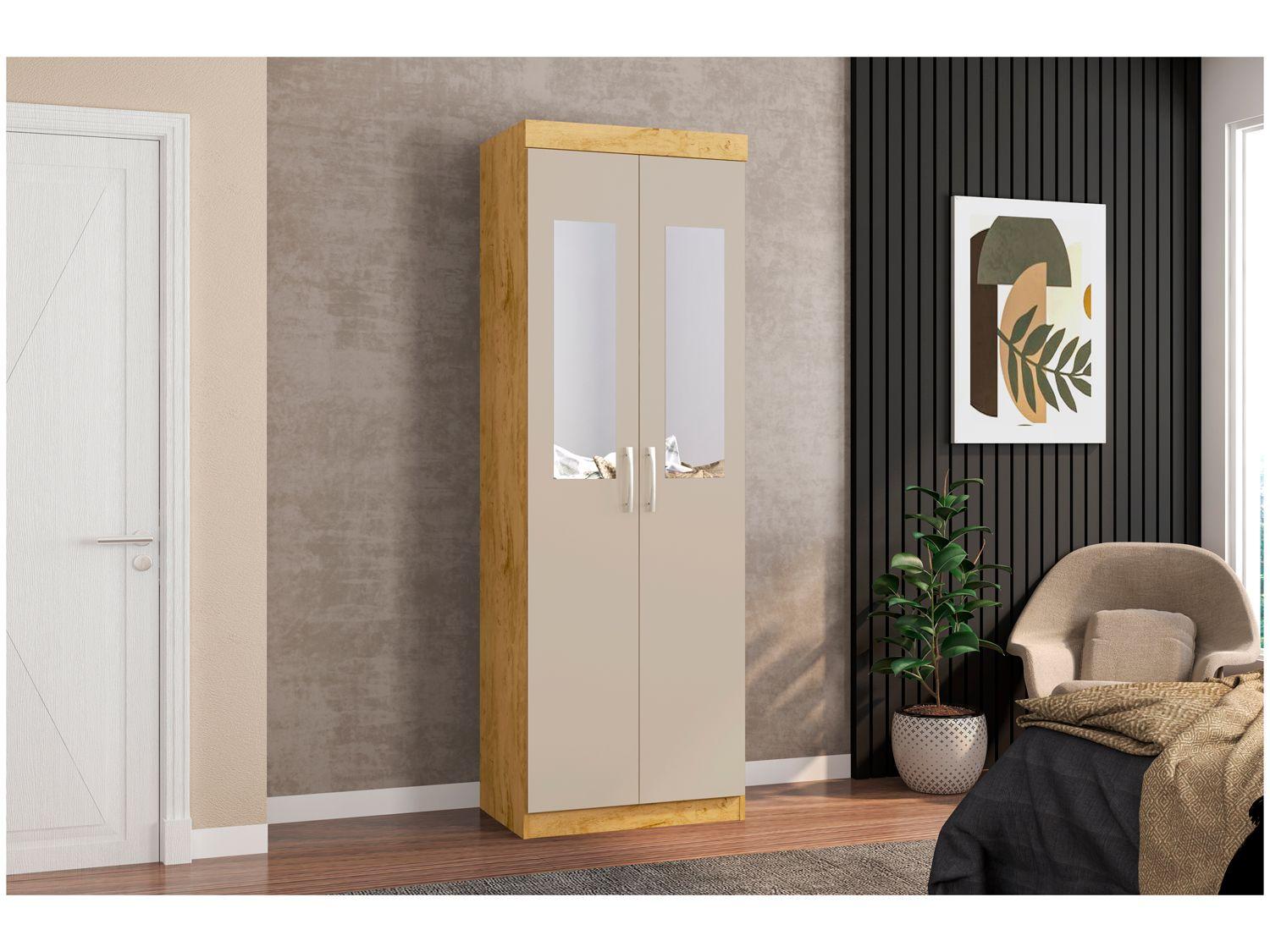 Armário Multiuso 2 Portas com Espelho 4 Prateleiras Araplac E6020