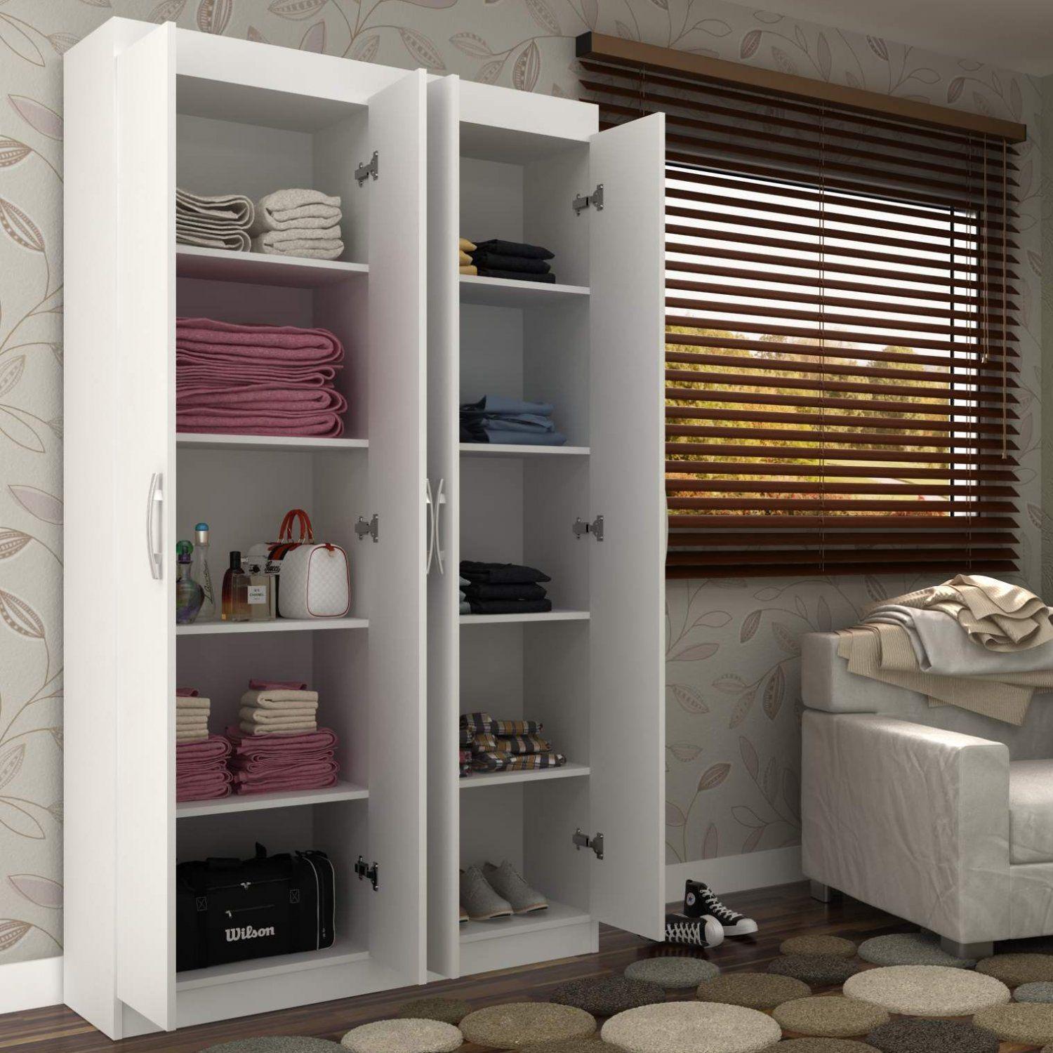 Armário Multiuso 4 Portas 8 Prateleiras Milão Espresso Móveis Branco ...