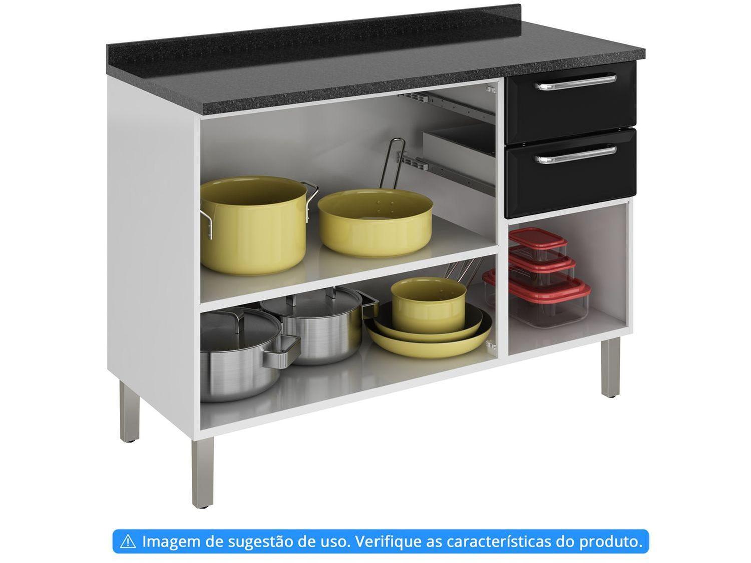 Balcão de Cozinha com Tampo Itatiaia Aço - 3 Portas 2 Gavetas Tarsila ...