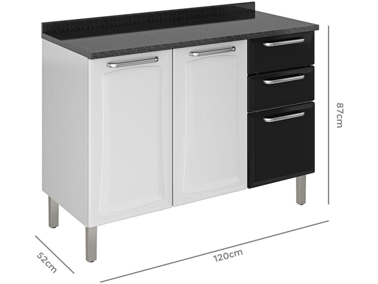 Balcão de Cozinha com Tampo Itatiaia Aço - 3 Portas 2 Gavetas Tarsila ...