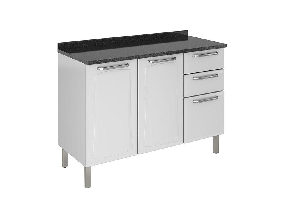 Balcão de Cozinha Itatiaia Tarsila - 3 Portas e 2 Gavetas - Branco - IG3G2-120 - Gabinete de ...