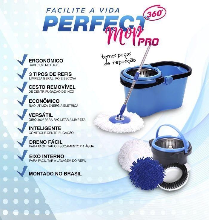 Balde Perfect Mop Pro 360 Inox Com 3 Refis - Mop - Magazine Luiza