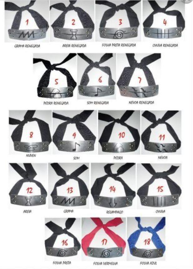 Bandana Naruto Vila da Folha Faixa Vermelha Aldeia da Folha Kakashi ...