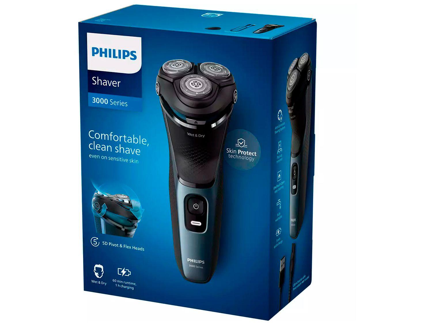 Barbeador Elétrico Philips 3000 Series Shaver Seco e Molhado 1 Velocidade