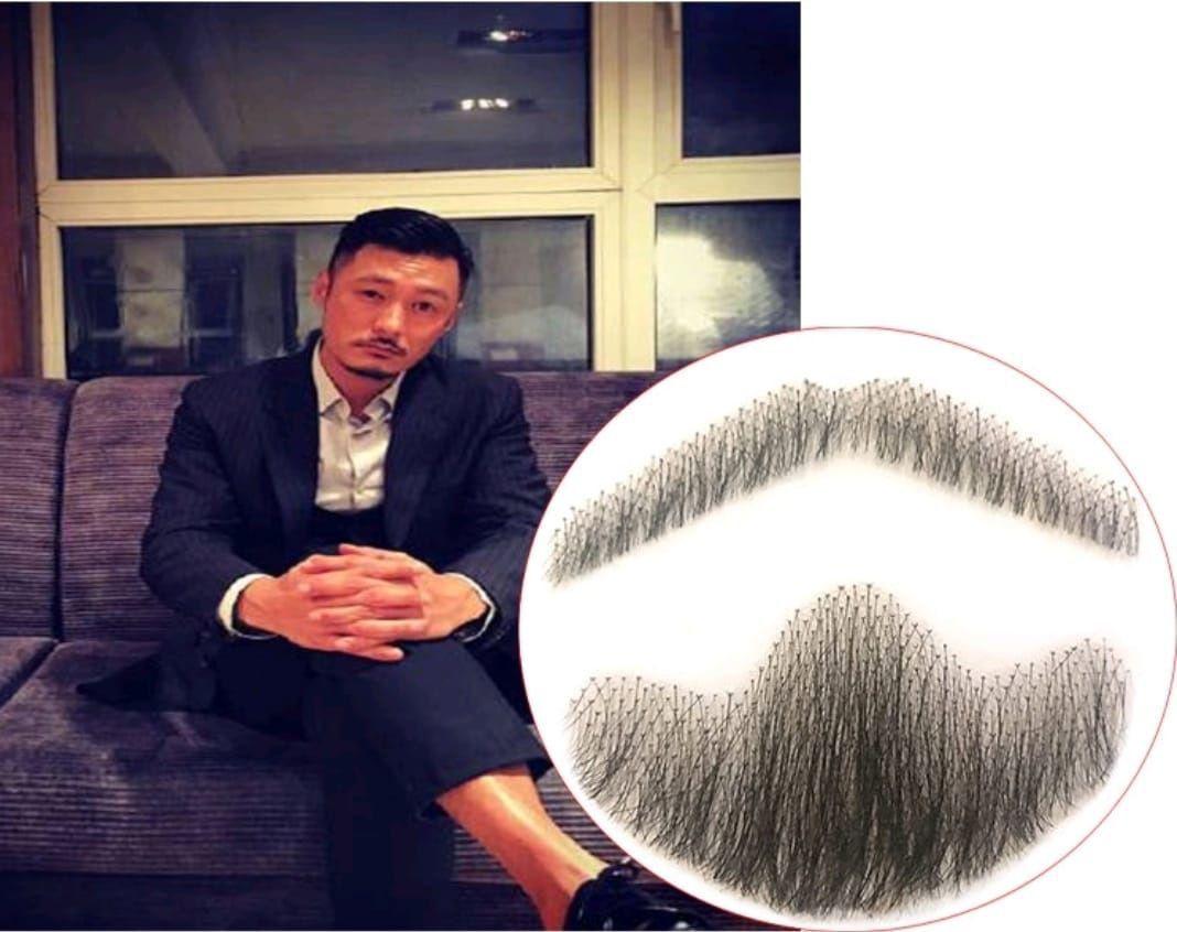 Barbicha cavanhaque + Bigode falso postiço Castanho escuro + cola ...