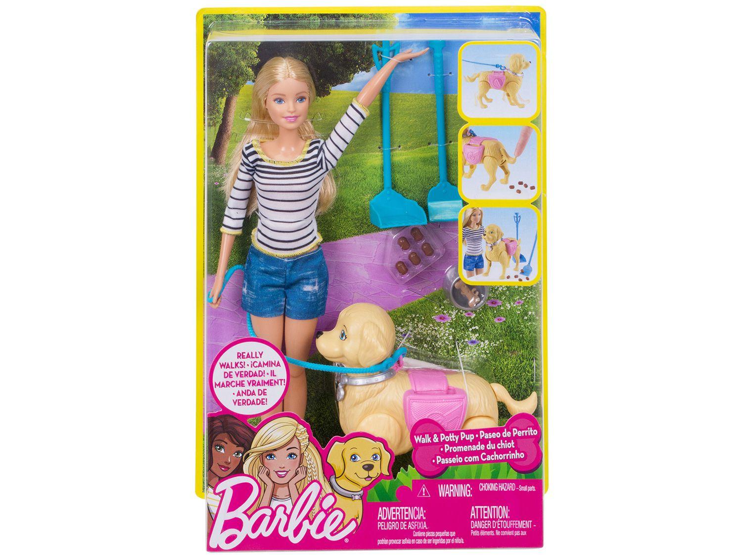 Barbie Passeio com Cachorrinho Mattel - Boneca Barbie - Magazine Luiza