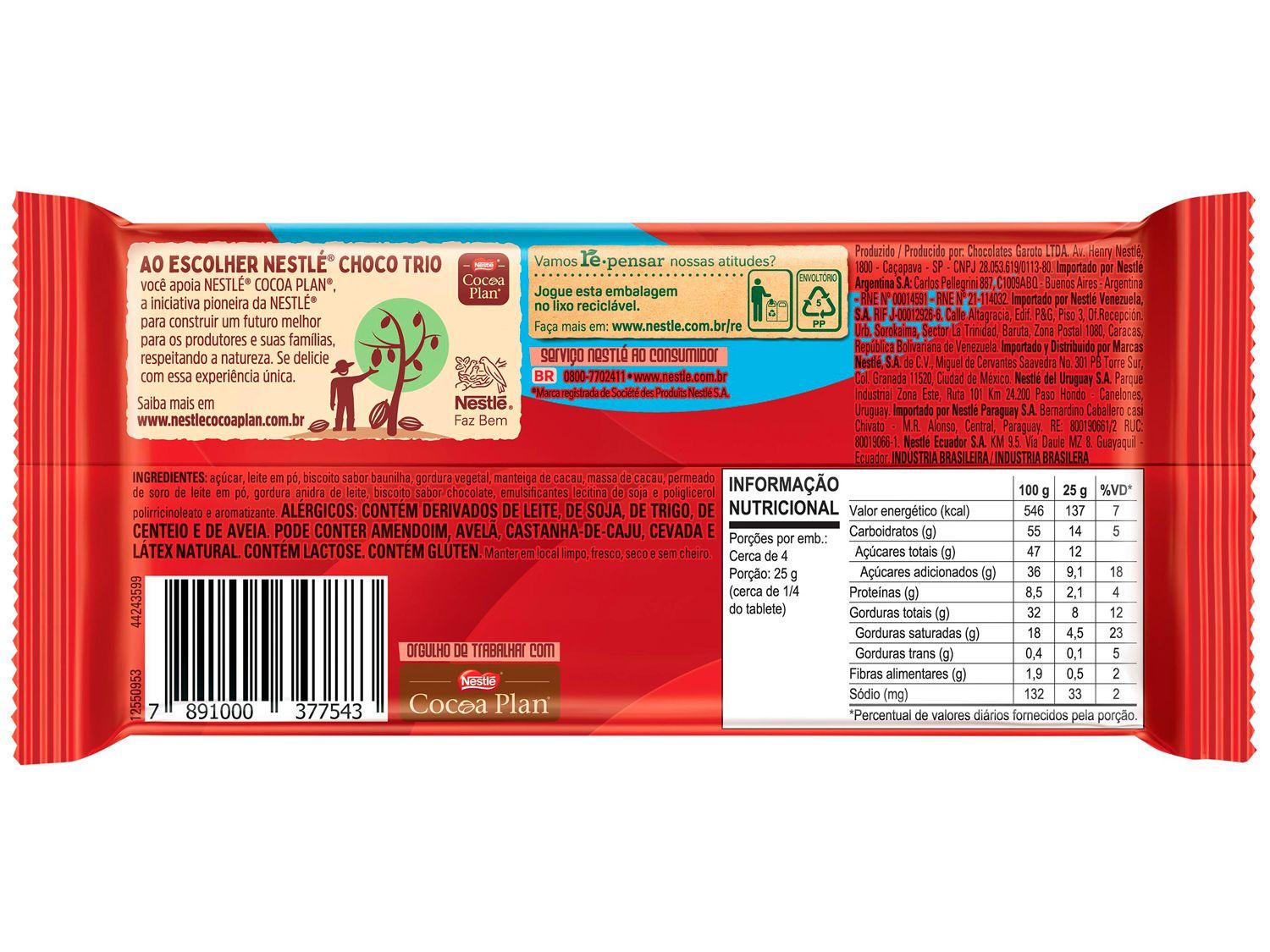 Barra de Chocolate Choco Trio 90g Nestlé