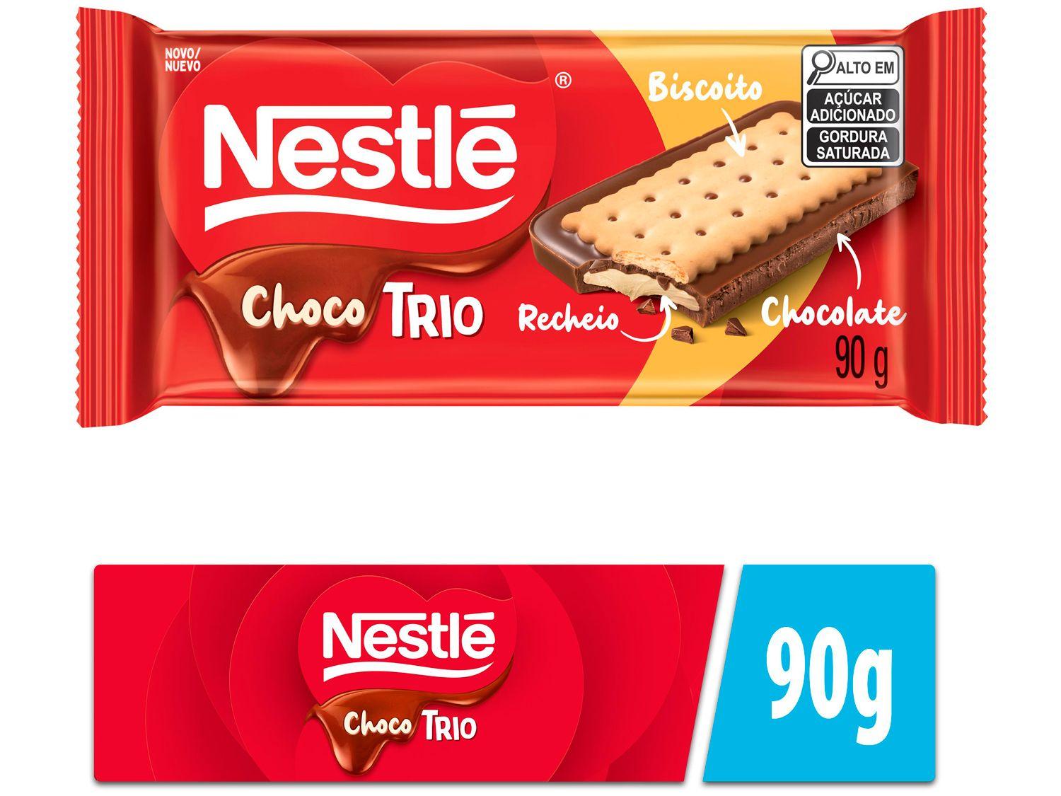Barra de Chocolate Choco Trio 90g Nestlé - 1 Chocolate ao Leite Recheio ...