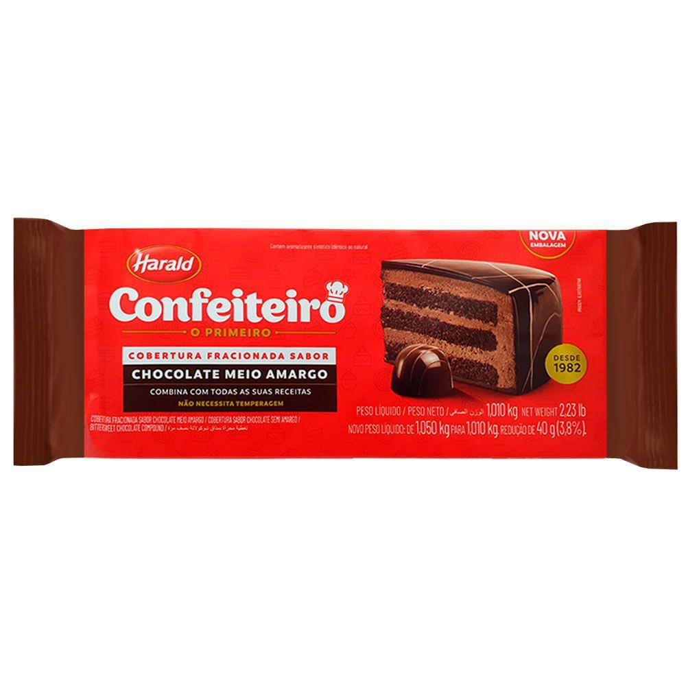 Barra de Chocolate Fracionado Confeiteiro Meio Amargo 1,010kg - Harald ...