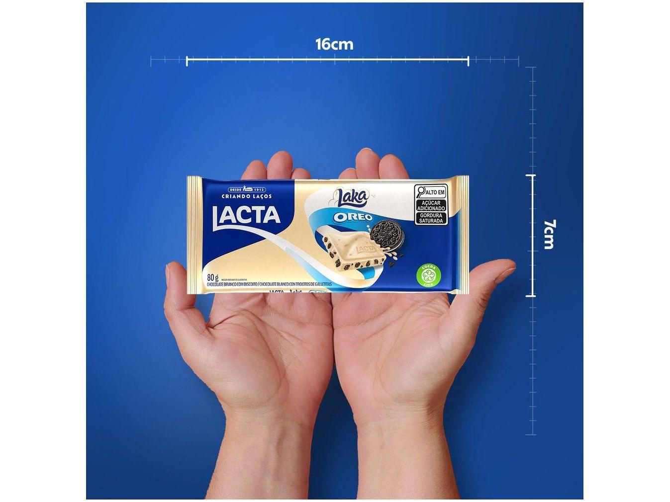 Barra de Chocolate Laka Oreo Branco com Biscoito Oreo 80g - Chocolate branco com biscoito Oreo