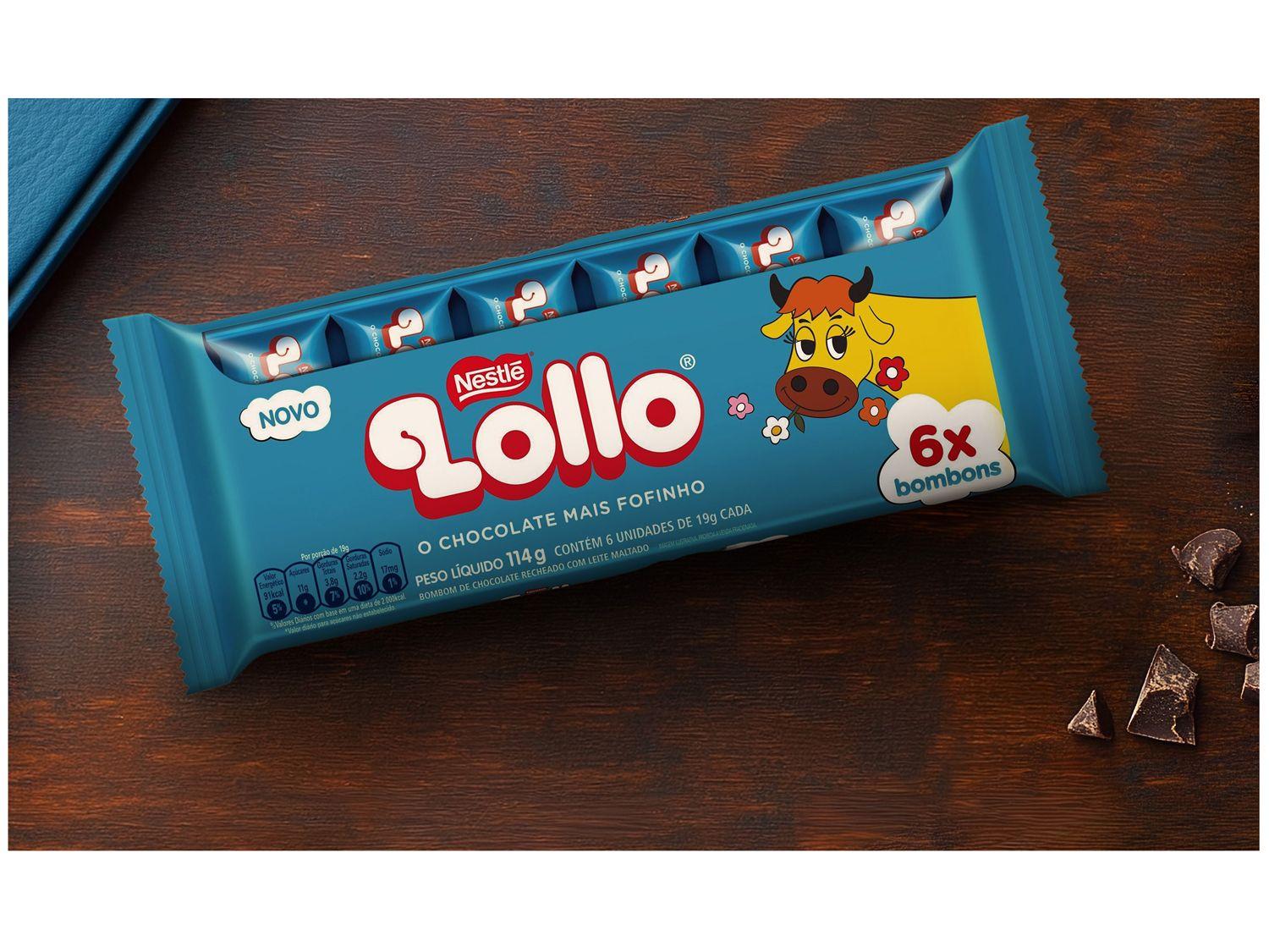 Barra de Chocolate Lollo Flowpack Chocolate Recheado com Leite Maltado ...
