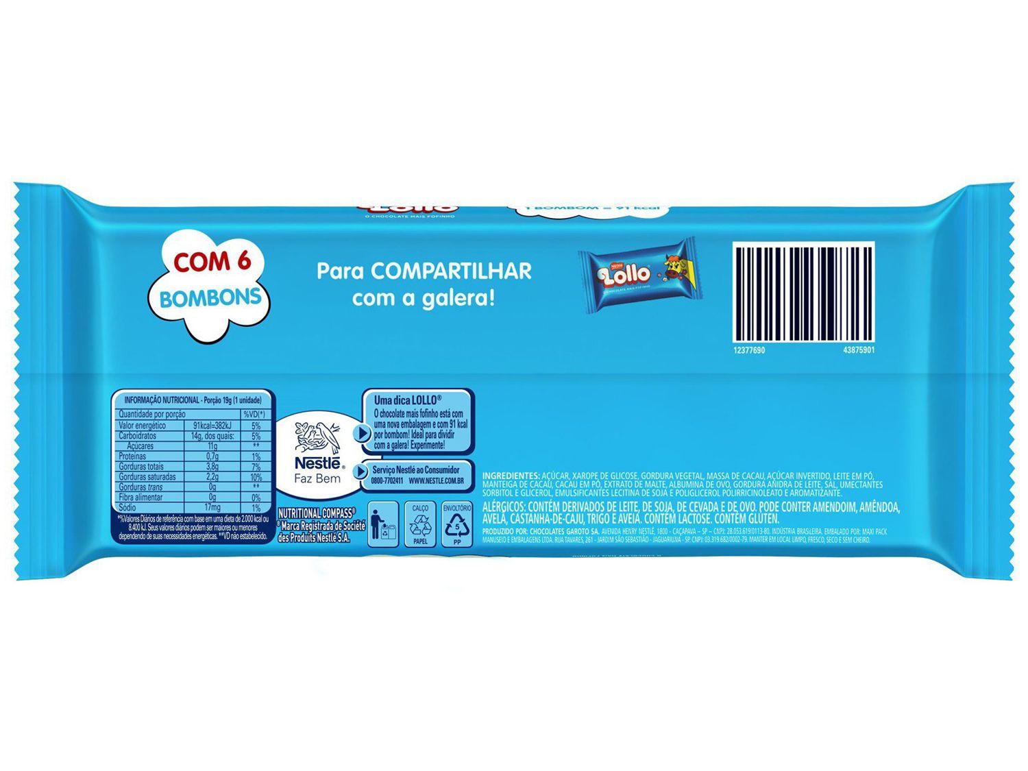 Barra de Chocolate Lollo Flowpack Chocolate Recheado com Leite Maltado ...
