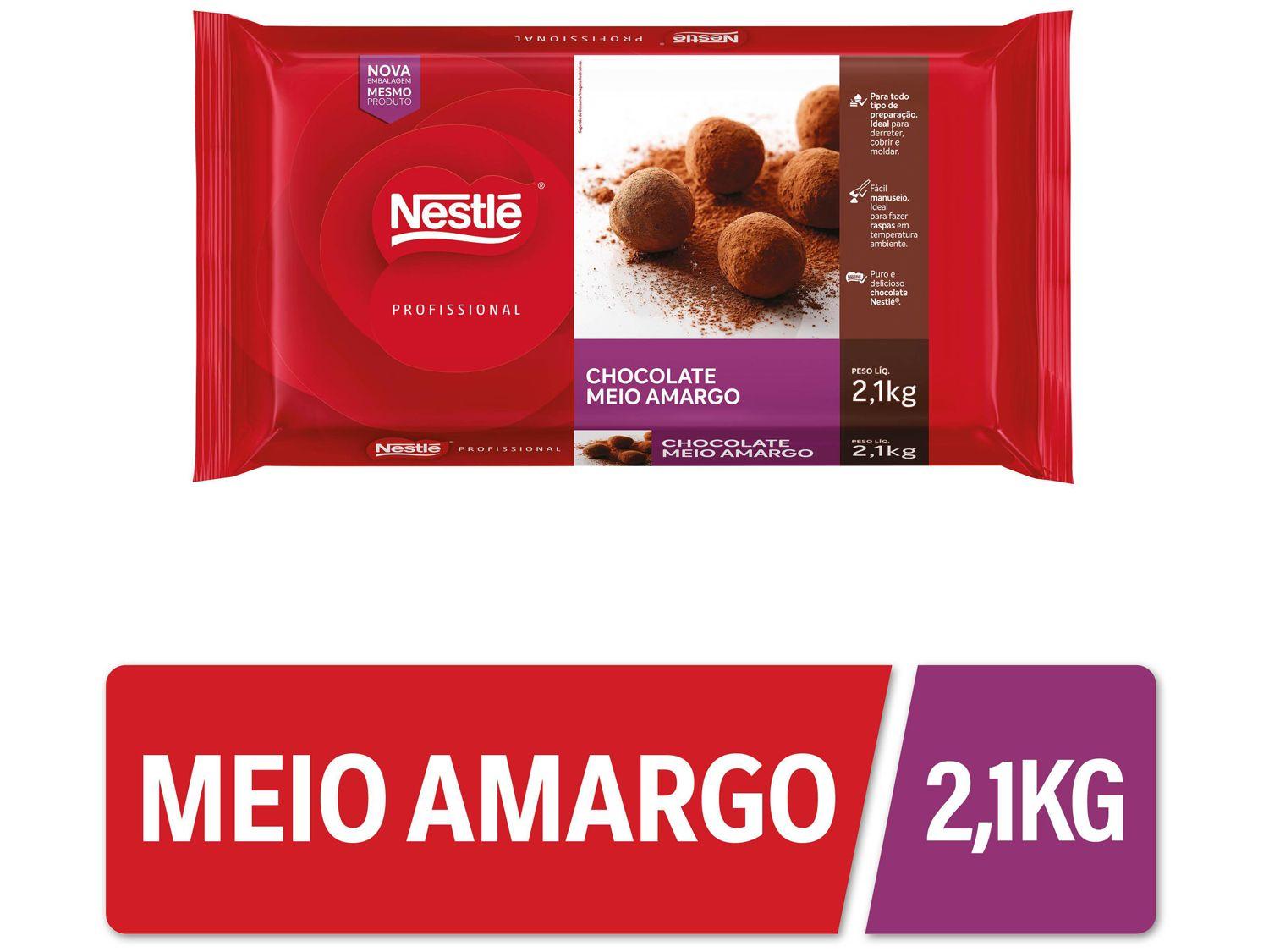 Barra de Chocolate Profissional Meio Amargo 2,1kg Nestle - Chocolate meio amargo