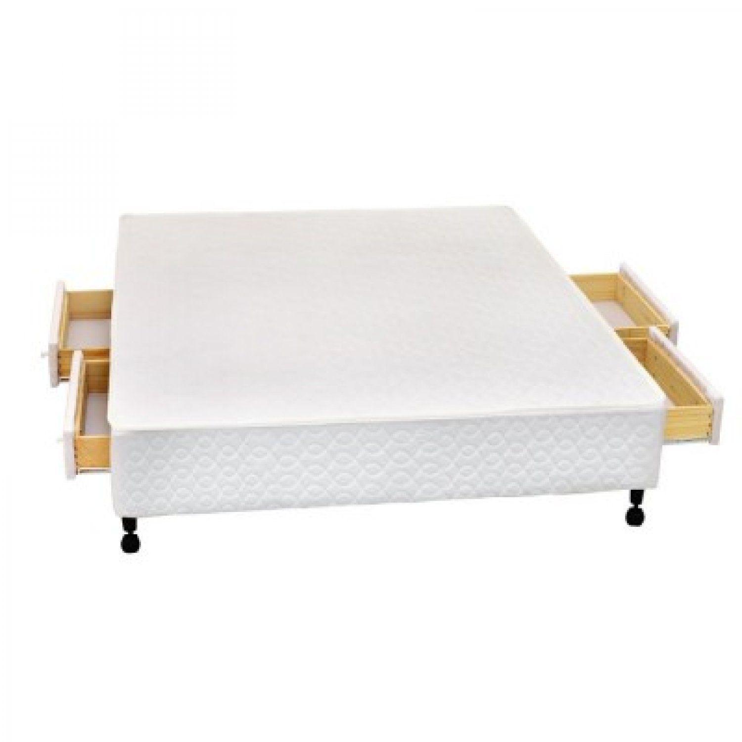 Base Box Casal 27cmx138cmx188cm SI Poli 4 Gavetas Castor Branco ...