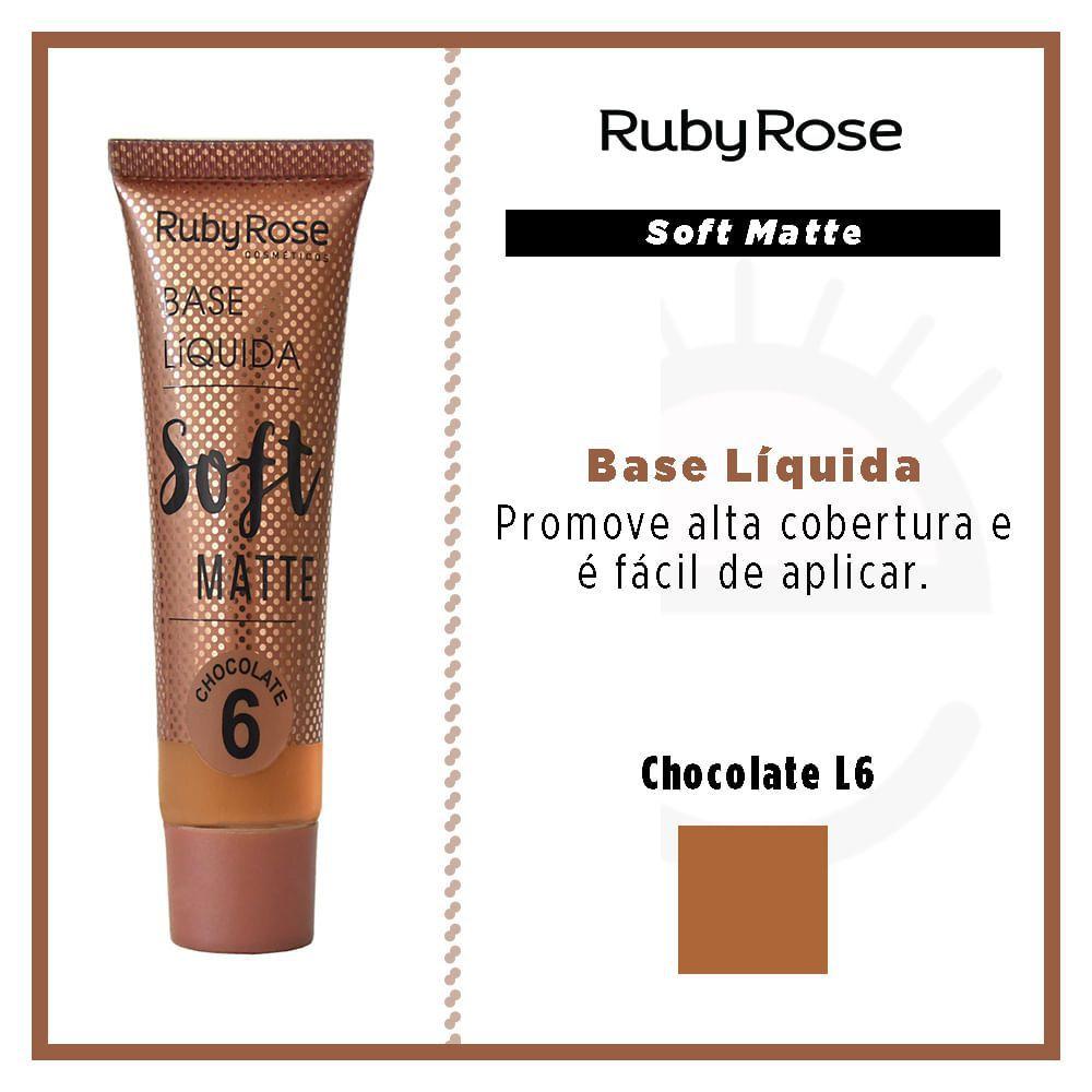 Base Líquida Ruby Rose Soft Matte Chocolate - Base Facial - Magazine Luiza