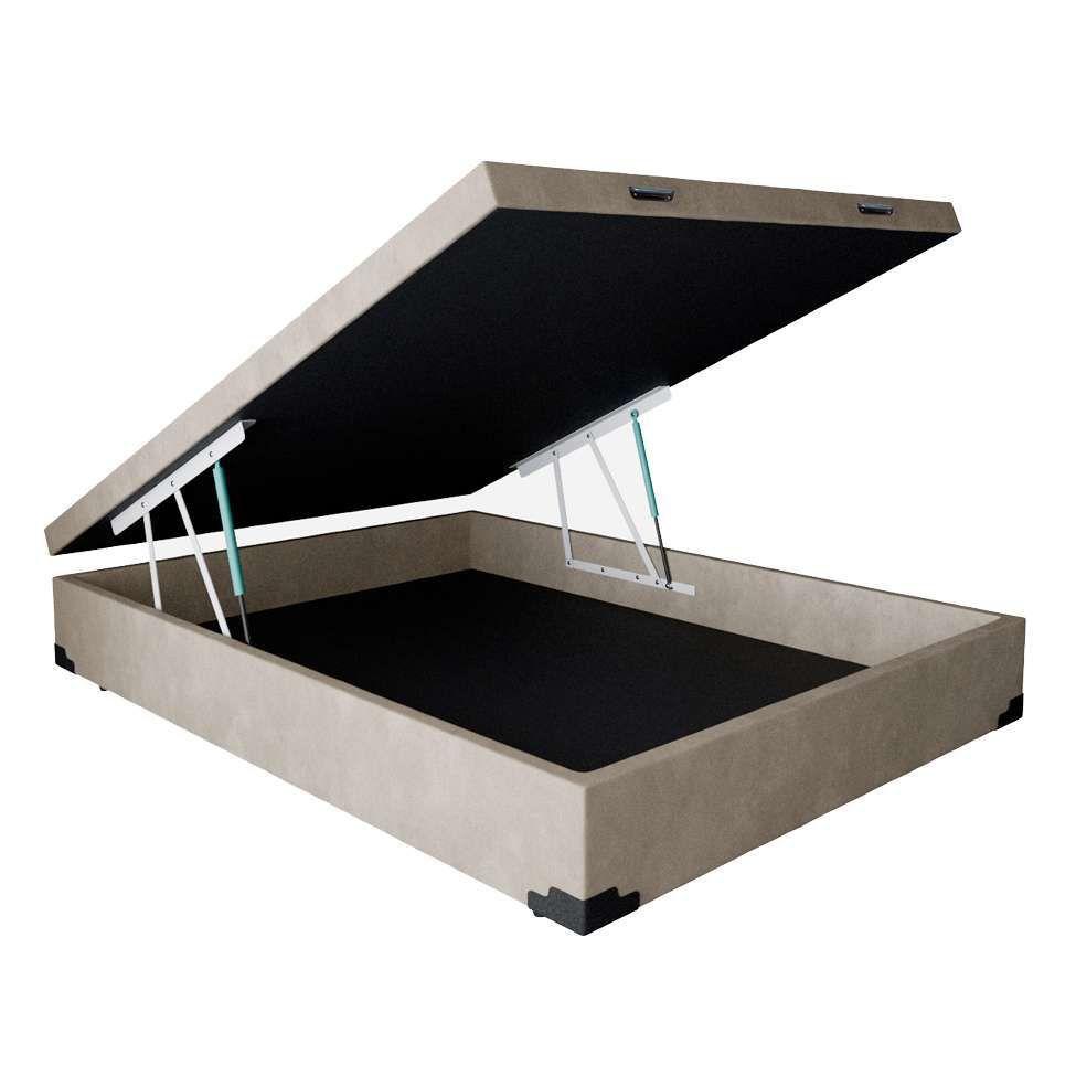 Base para Cama Box Casal Premium com Baú (45x138x188) Suede Pena Bege ...