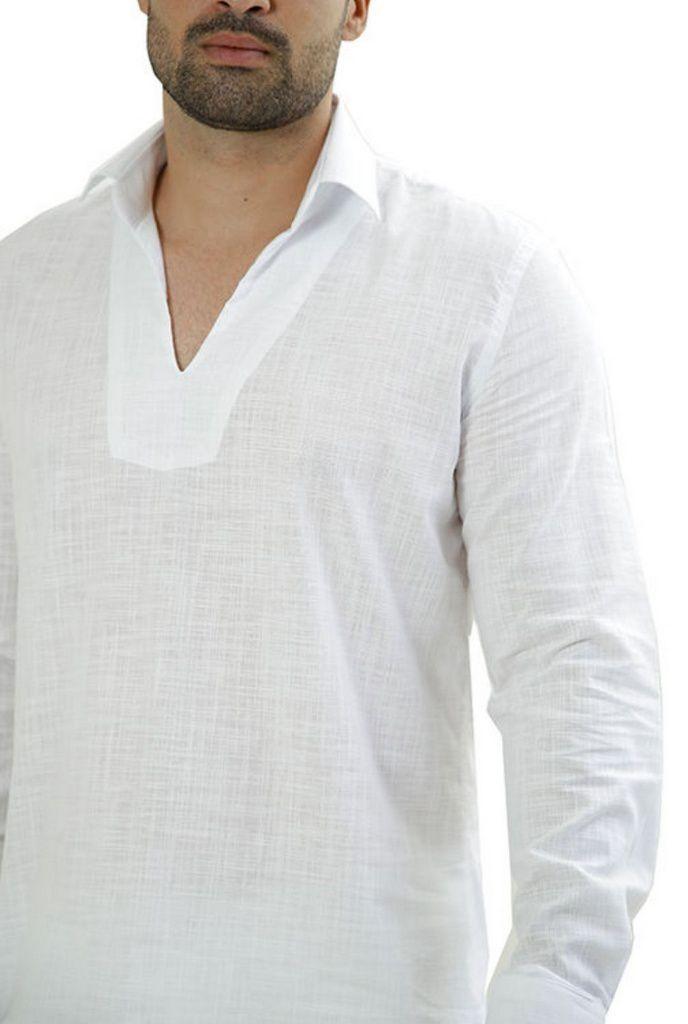 Bata Masculina Ixória Manga L. Comfot Fit Flamê Leve Branco - Bata ...