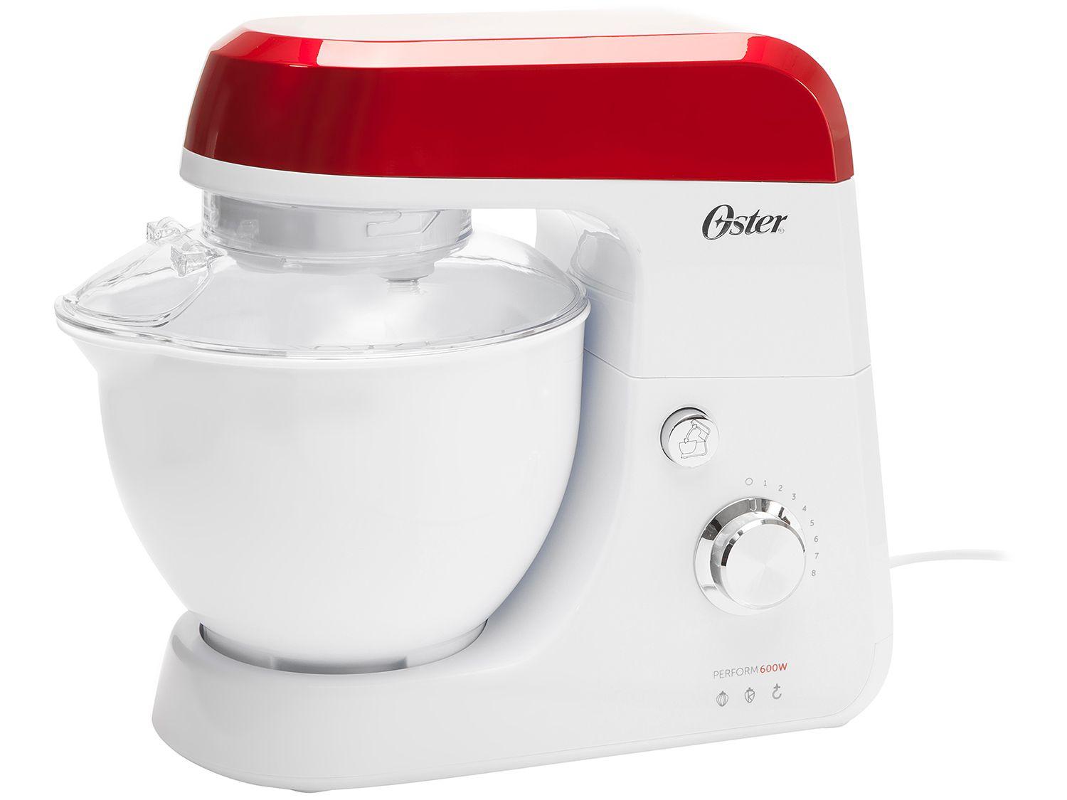 Batedeira Planetária Oster Branca e Vermelha