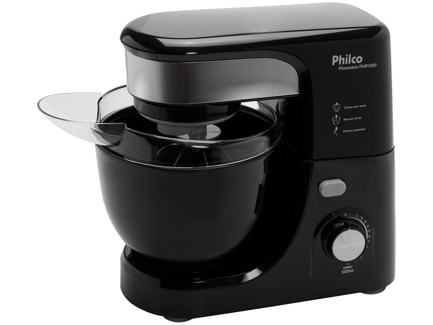 Batedeira Planetária Philco Preta 500W PHP500 Turbo 12 Velocidades