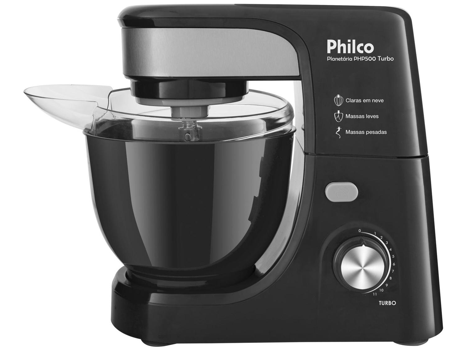 Batedeira Planetária Philco Preto 500W Turbo PHP500P 11 Velocidades